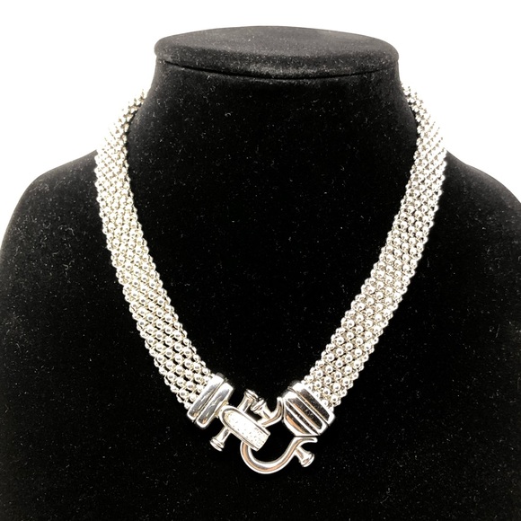 DSMK | Jewelry | Dsmk Stainless Steel And Crystal Clasp Necklace | Poshmark
